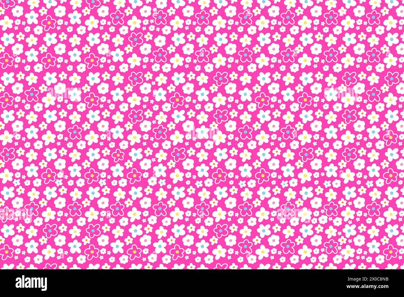 Illustration of white flowers on a shocking pink background for floral ...