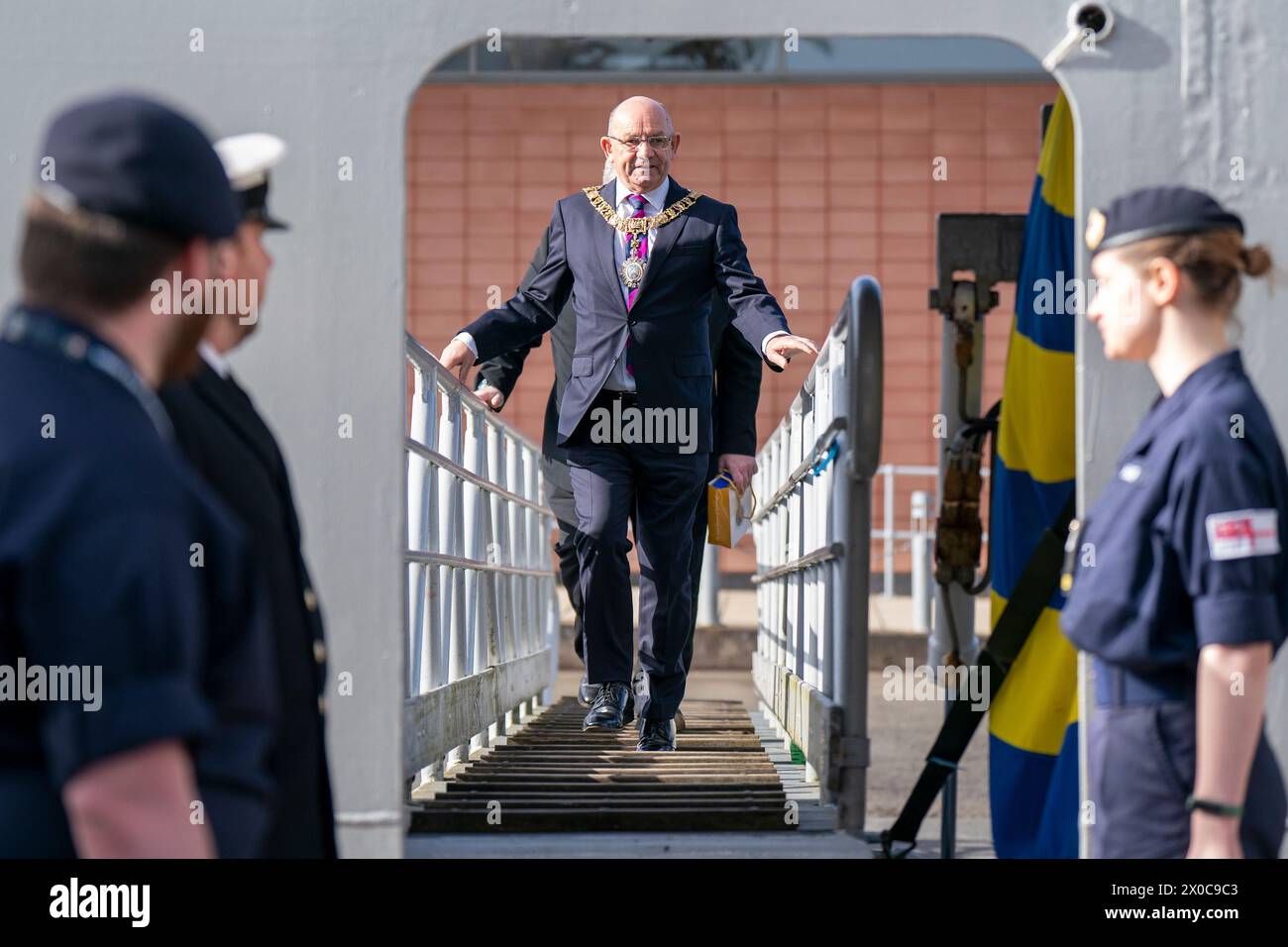 Lord Provost Robert Aldridge arrives onboard for the Service of ...