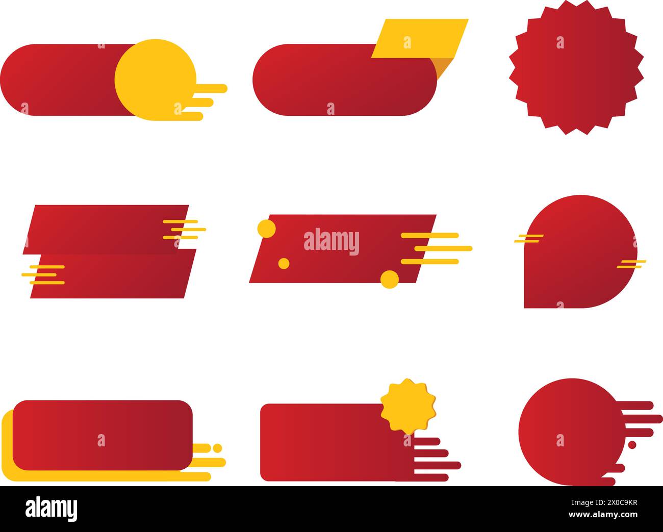Red illustration of sale icons for online shopping, web button ...