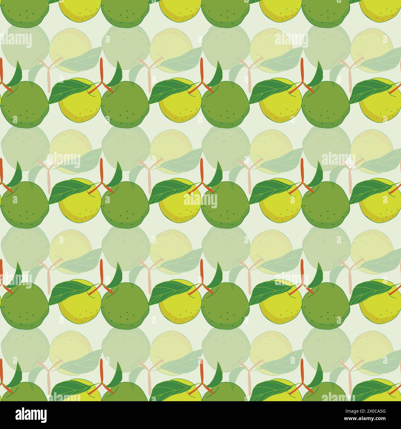Seamless Apples Pattern Vector Background Illustration Stock Vector