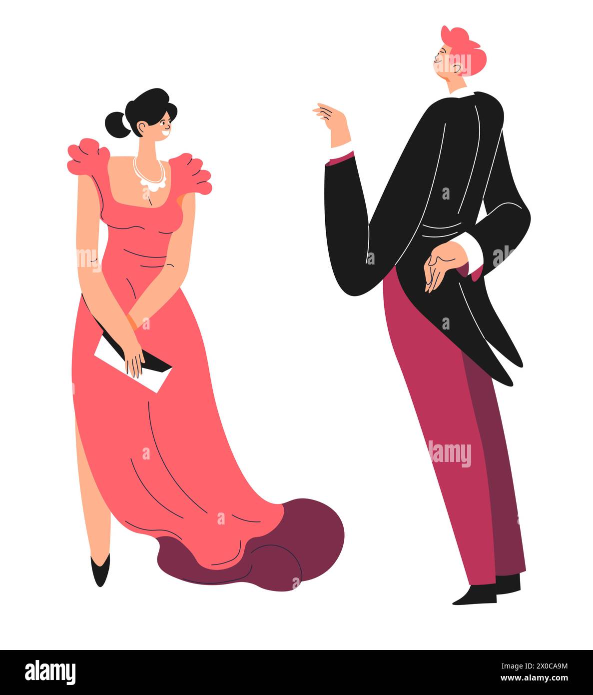 Rich woman at reception talking to butler vector Stock Vector Image ...