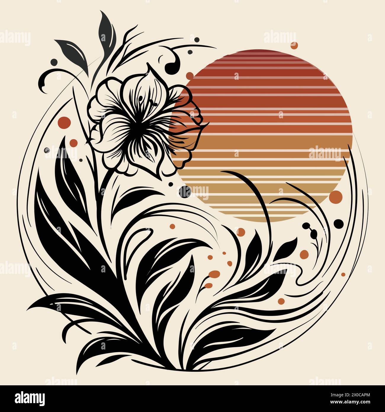 Design for microstock vector monochrome - Flower smooth harmonious ...