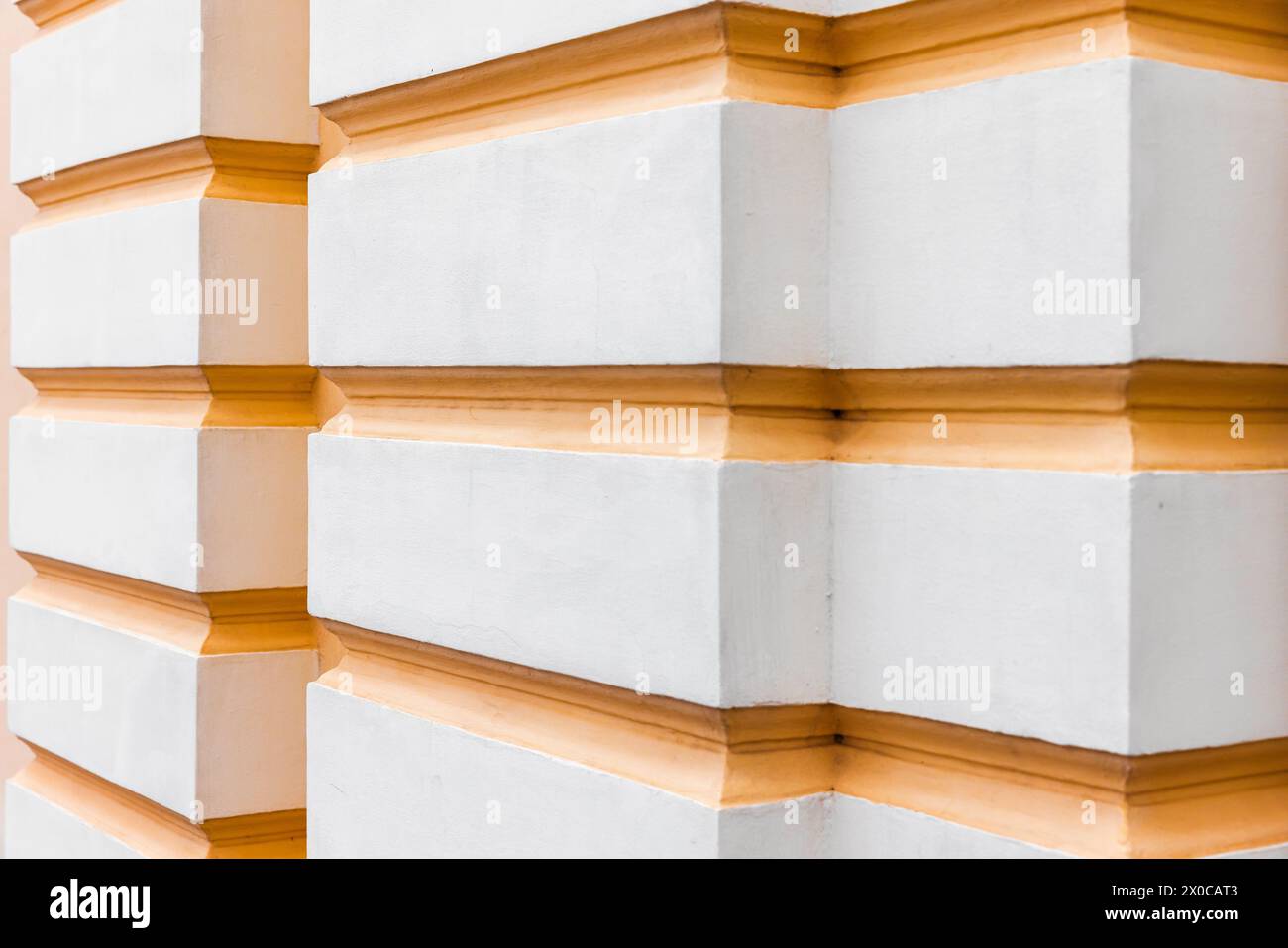 Abstract classic architecture background, white pillars with yellow ...