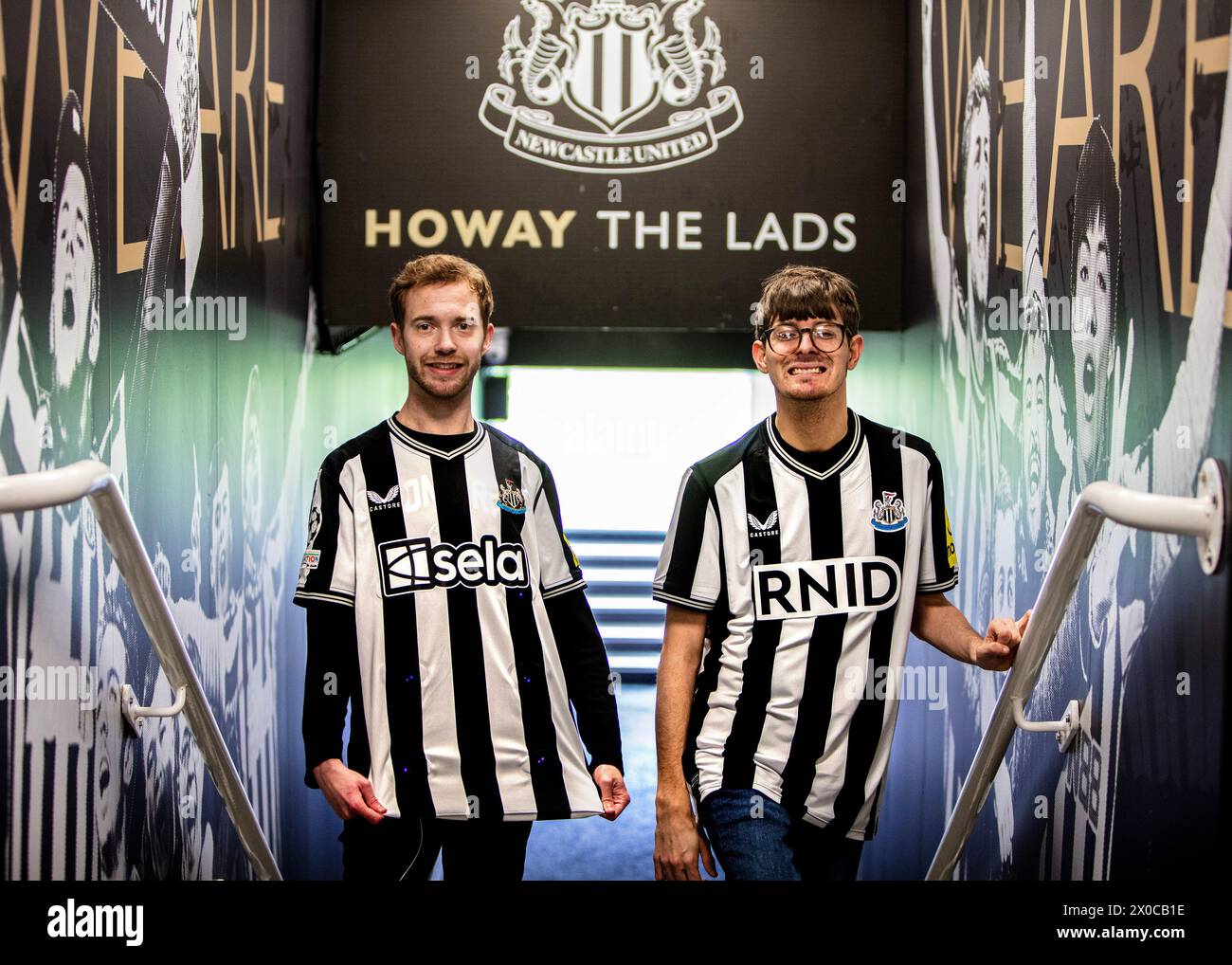 EDITORIAL USE ONLY Newcastle United fans David Wilson (right) and Ryan ...