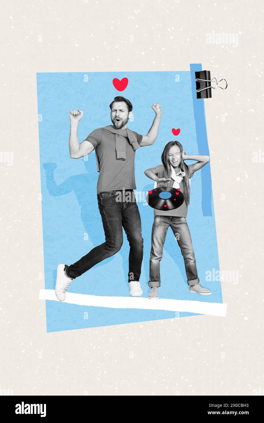 Creative abstract template graphics collage image of funky funny dad ...