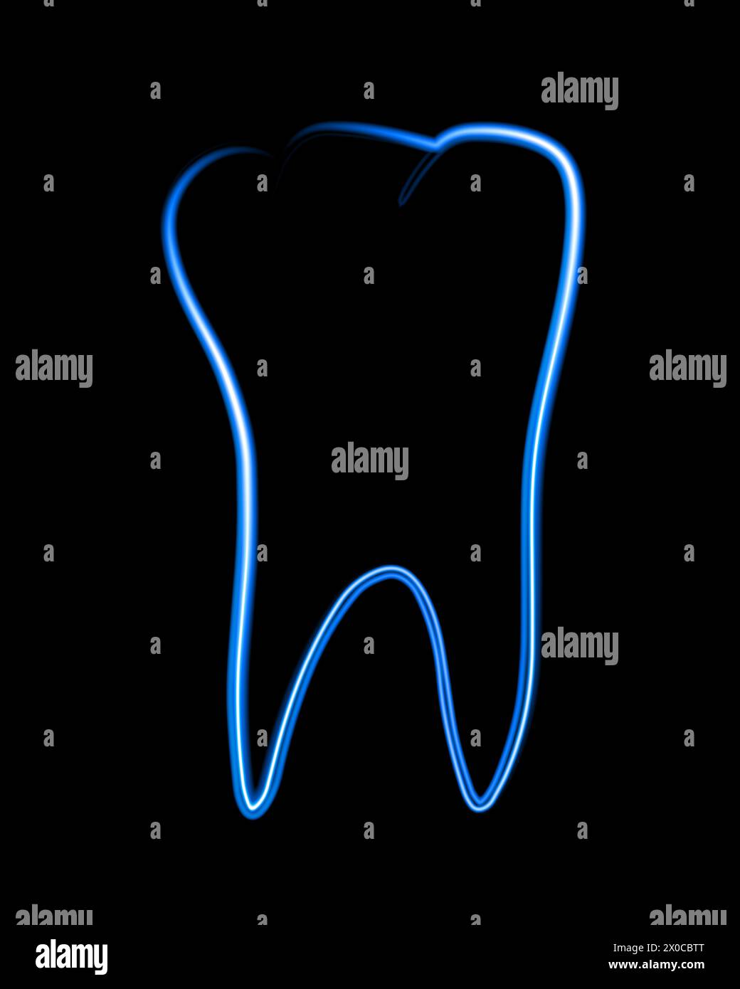 Vector isolated illustration of tooth with neon effect. Dental services ...