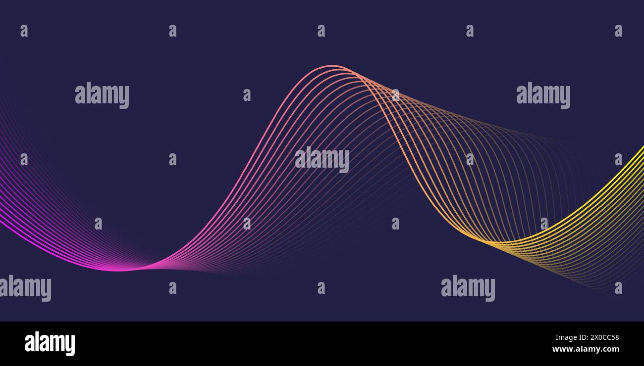 colorful motion sound wave on a dark background. Vector illustration ...