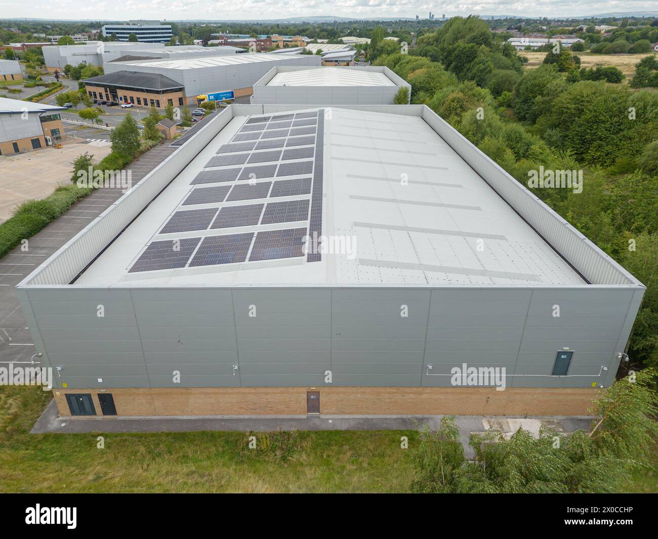 Aerial small industrial building photovoltaic hi-res stock photography ...