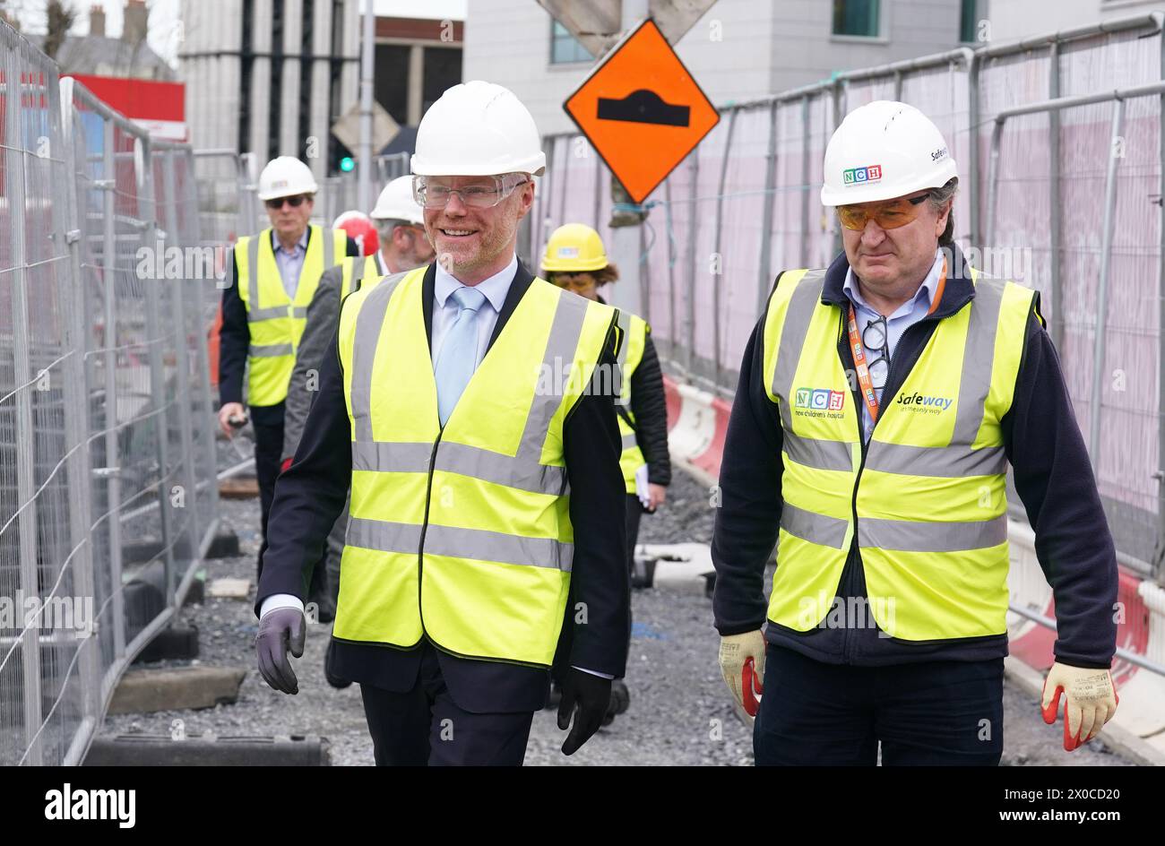 Minister for Health Stephen Donnelly (left) attends the sod turning to mark the commencement of ...