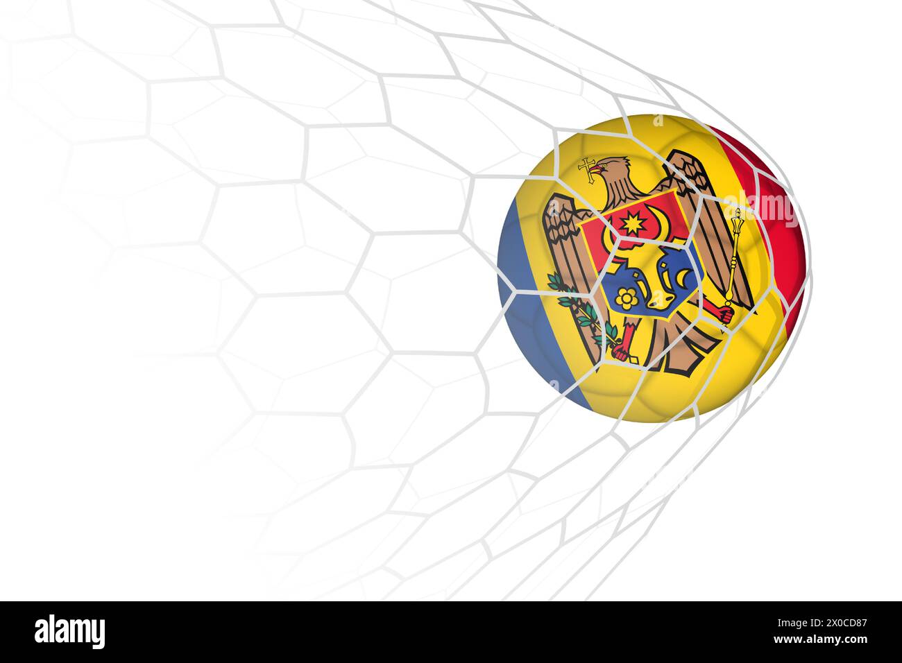 Moldova flag soccer ball in net. Vector sport illustration Stock Vector ...