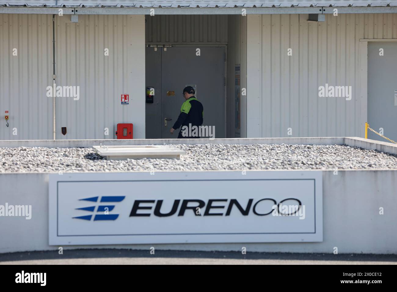 An employee enters a facility at the powders and explosives company ...