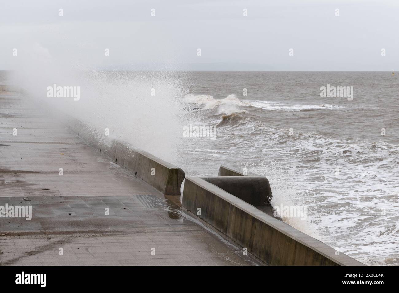 Spring tides at Porthcawl Promenade III Stock Photo - Alamy