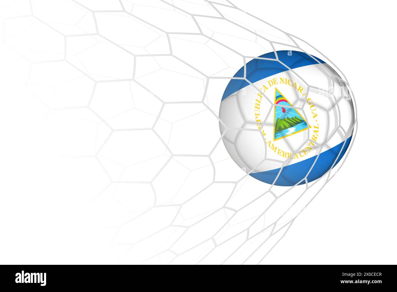 Nicaragua flag soccer ball in net. Vector sport illustration Stock ...