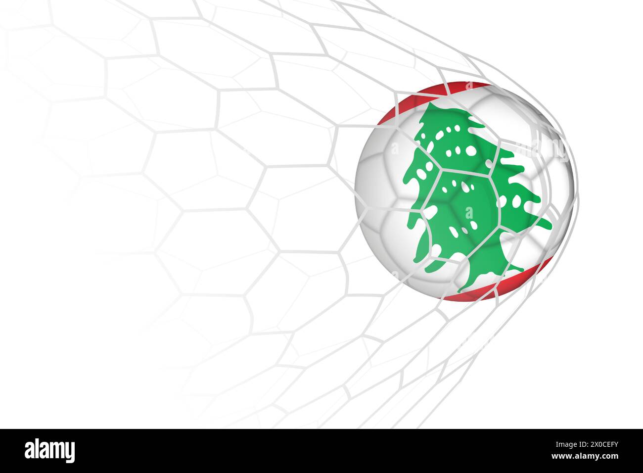 Lebanon flag soccer ball in net. Vector sport illustration Stock Vector ...