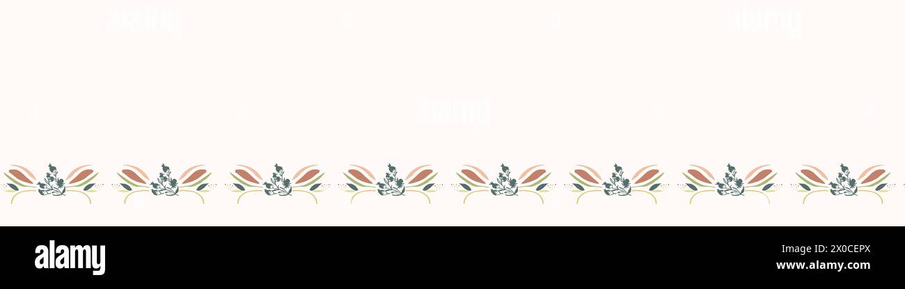 Modern vector border with pretty pressed floral drawing motifs ...