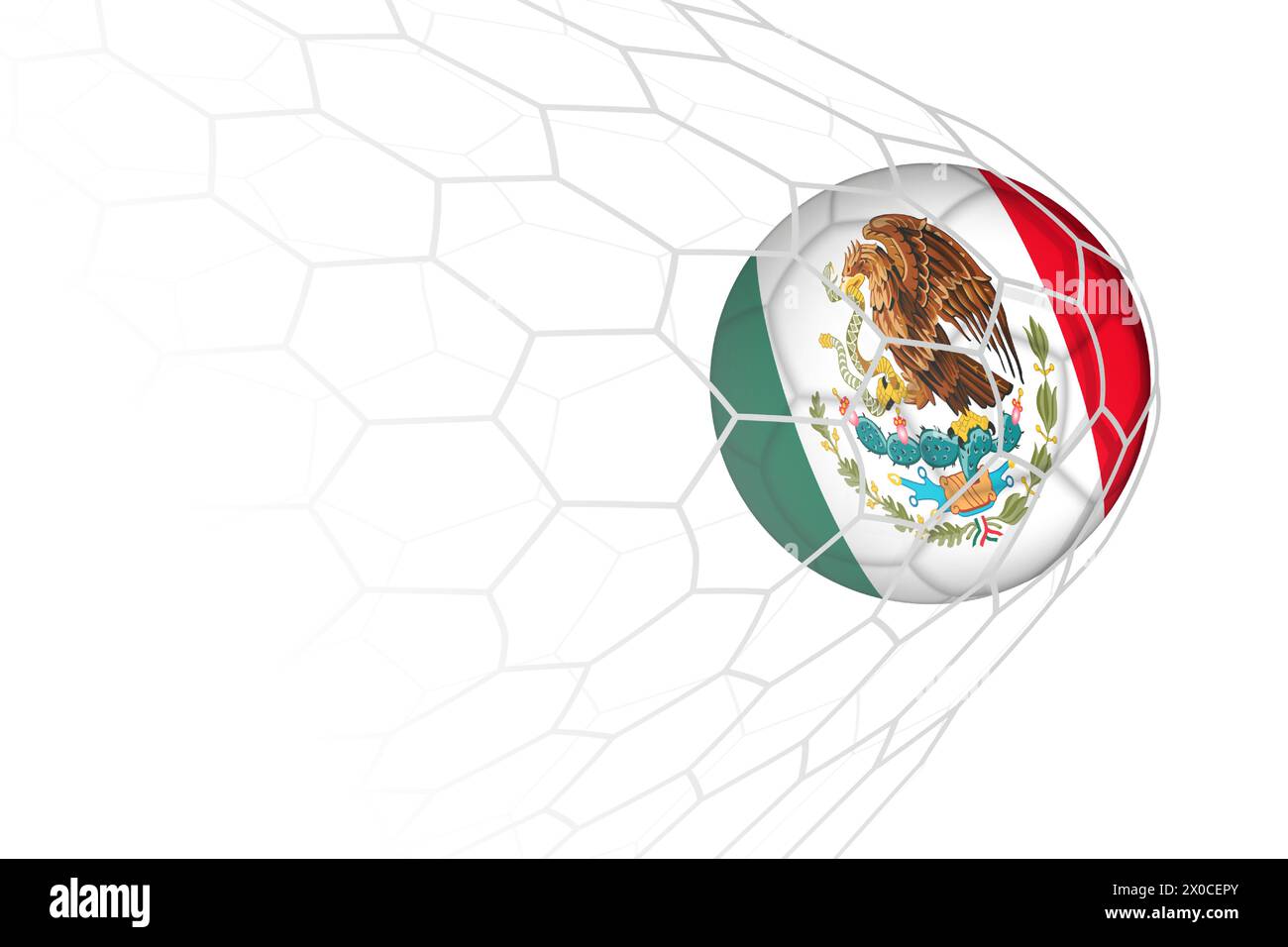 Mexico flag soccer ball in net. Vector sport illustration Stock Vector ...