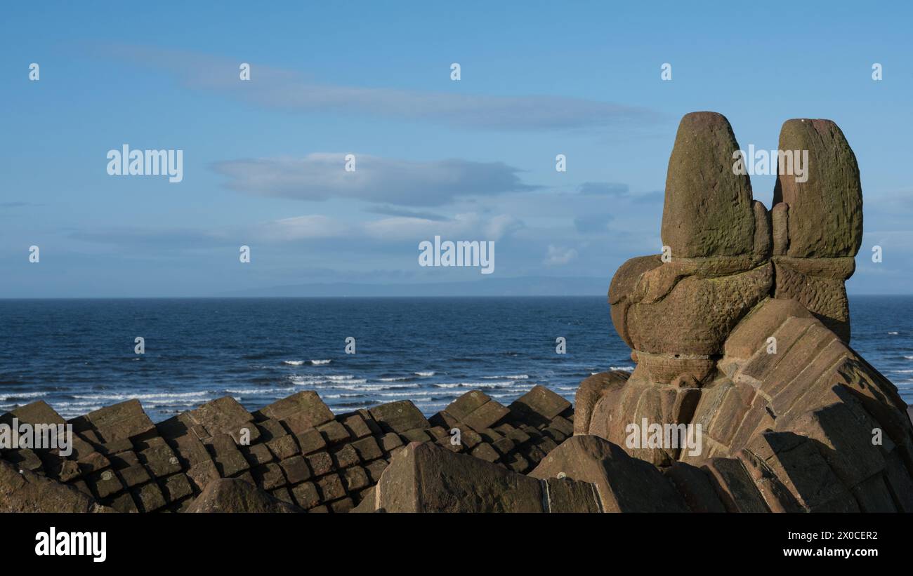 The Irvine dragon and beach, Scotland Stock Photo - Alamy