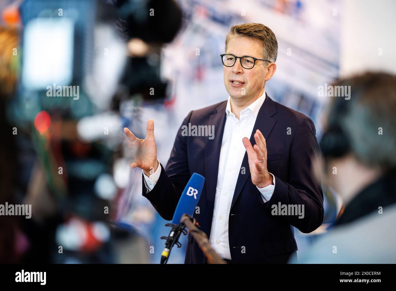 11 April 2024, Bavaria, Garching Bei München: Markus Blume (CSU ...