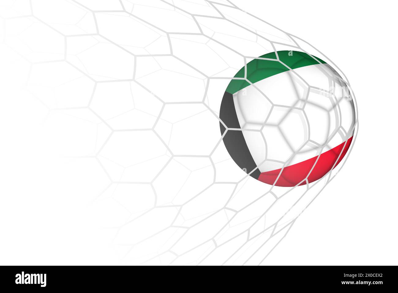 Kuwait flag soccer ball in net. Vector sport illustration Stock Vector ...