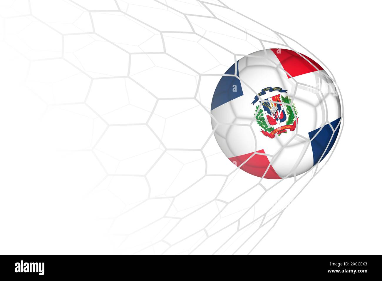 Dominican Republic flag soccer ball in net. Vector sport illustration ...