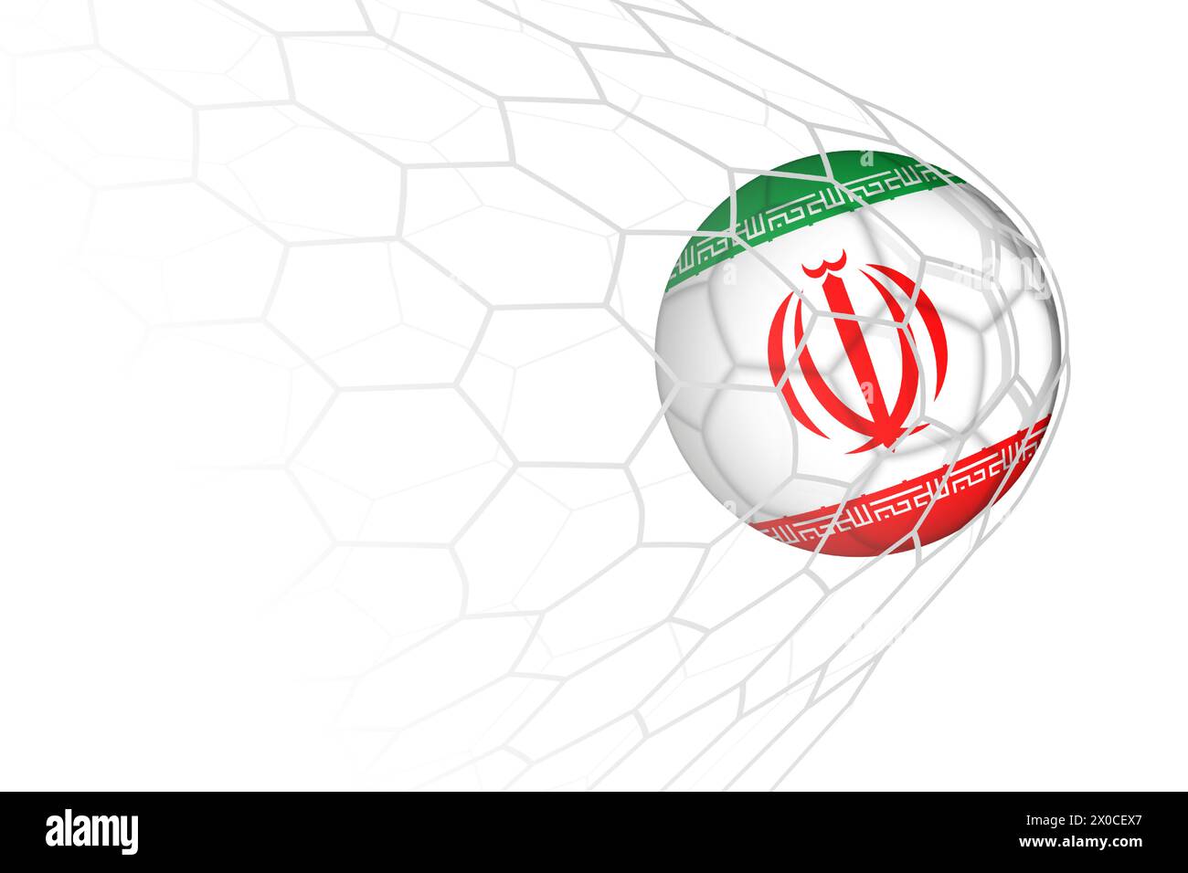 Iran flag soccer ball in net. Vector sport illustration Stock Vector ...
