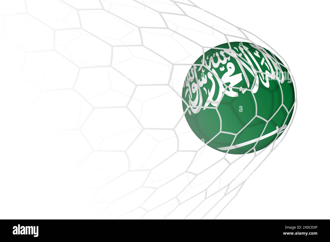 Saudi Arabia flag soccer ball in net. Vector sport illustration Stock ...