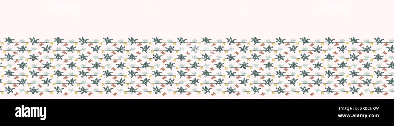 Modern vector border with pretty pressed floral drawing motifs ...