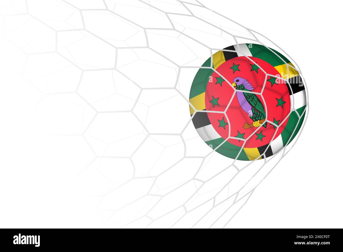 Dominica flag soccer ball in net. Vector sport illustration Stock ...
