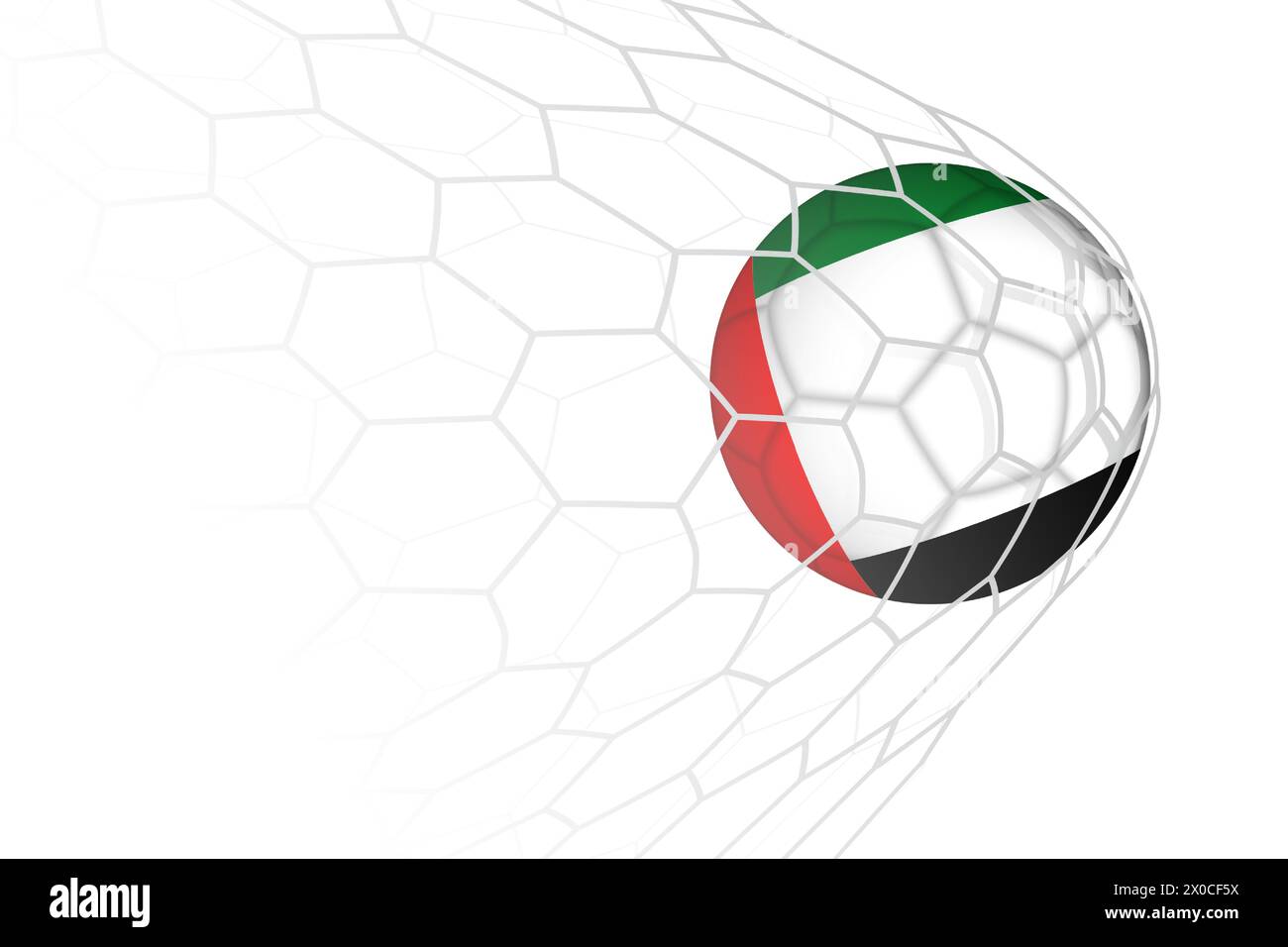 United Arab Emirates flag soccer ball in net. Vector sport illustration ...