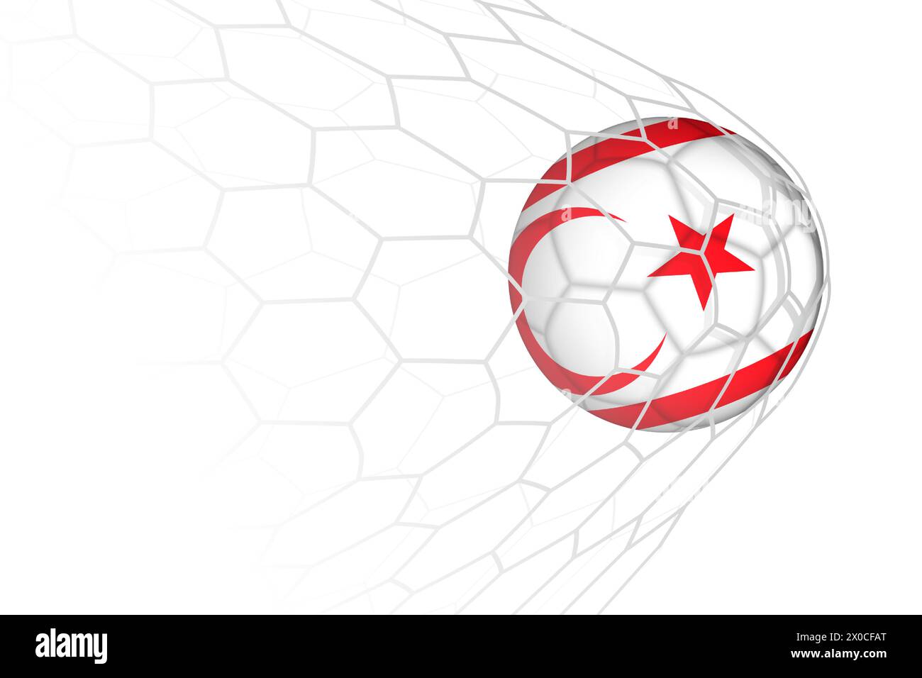 Northern Cyprus flag soccer ball in net. Vector sport illustration ...