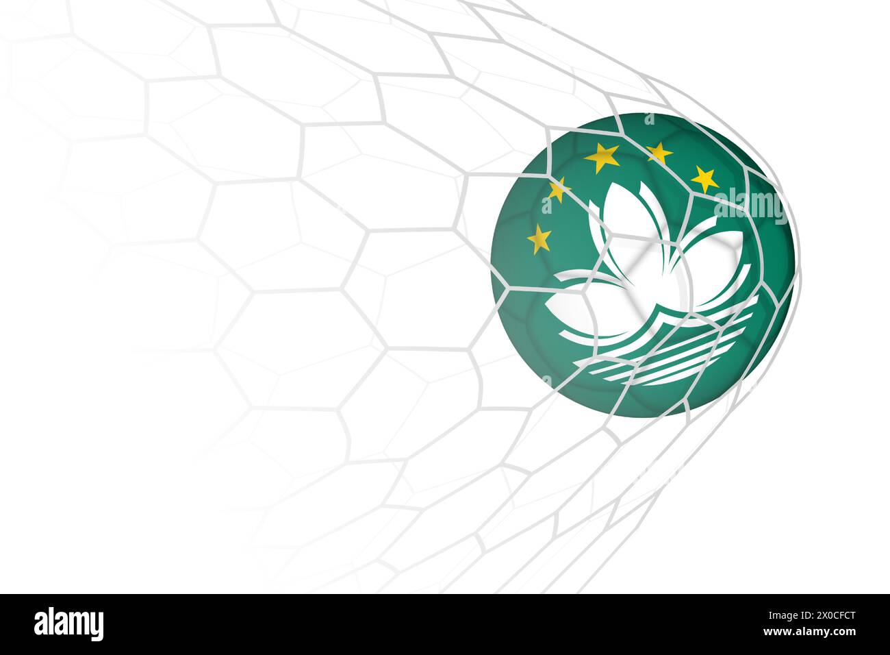 Macau flag soccer ball in net. Vector sport illustration Stock Vector ...