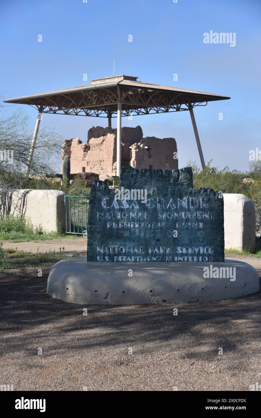 Coolidge, AZ., U.S.A., 3/16/2024.. Casa Grande Ruins National Monument ...