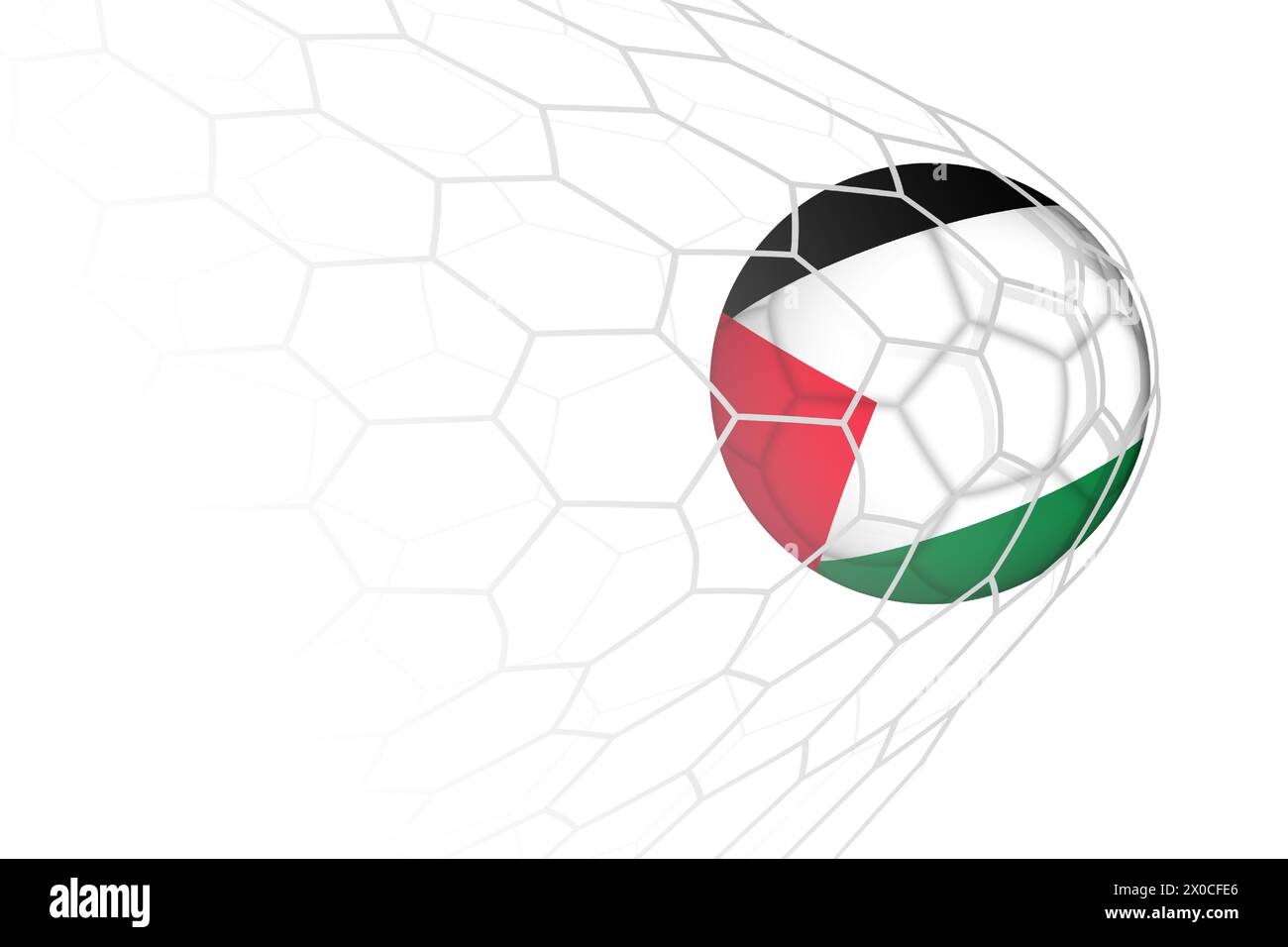 Palestine flag soccer ball in net. Vector sport illustration Stock ...