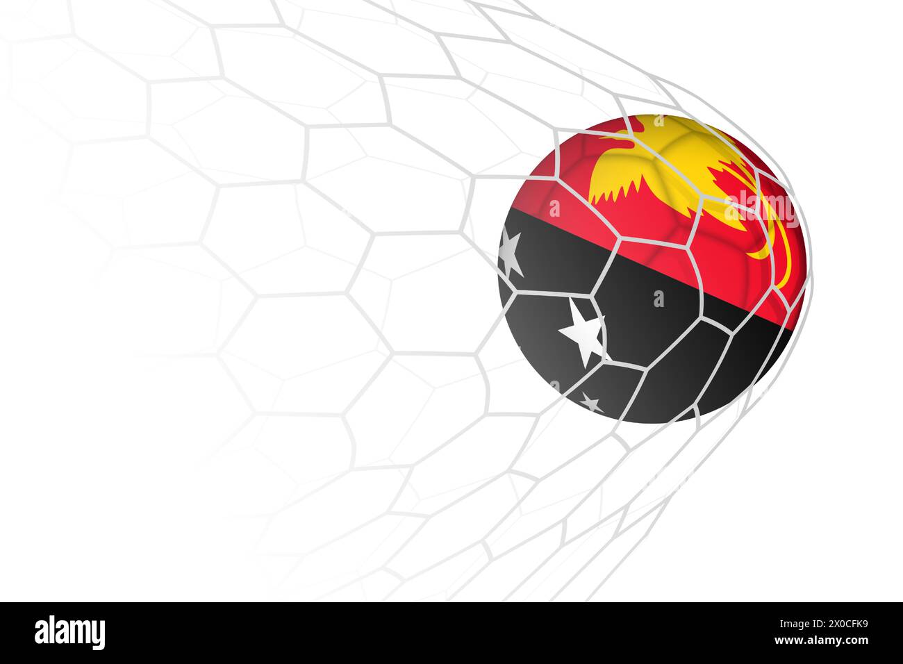 Papua New Guinea flag soccer ball in net. Vector sport illustration ...