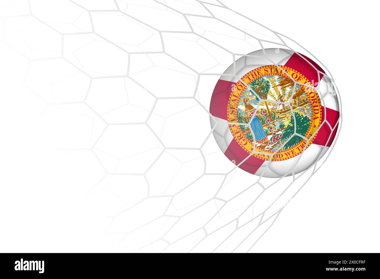 Florida flag soccer ball in net. Vector sport illustration Stock Vector ...