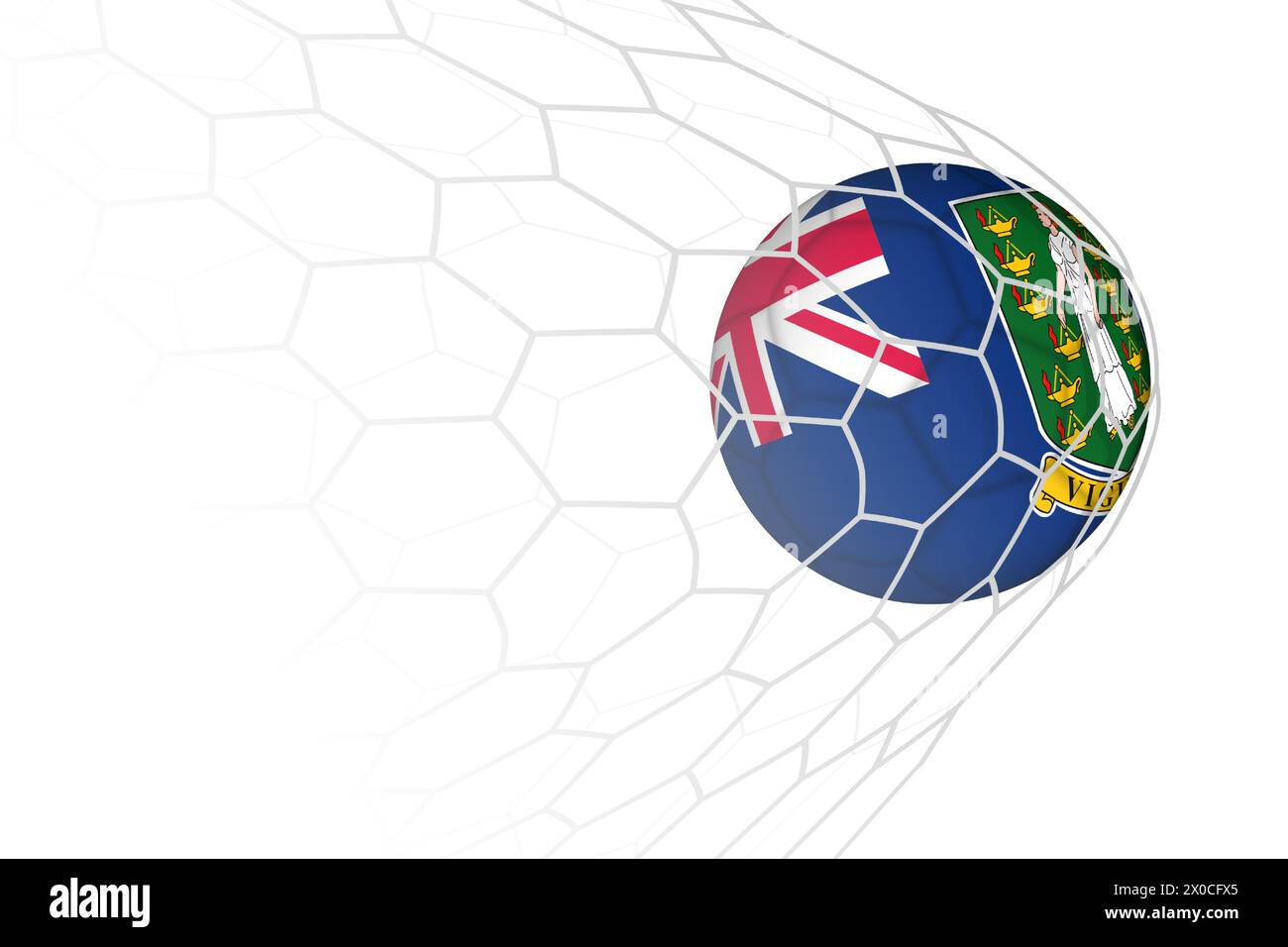 British Virgin Islands flag soccer ball in net. Vector sport ...