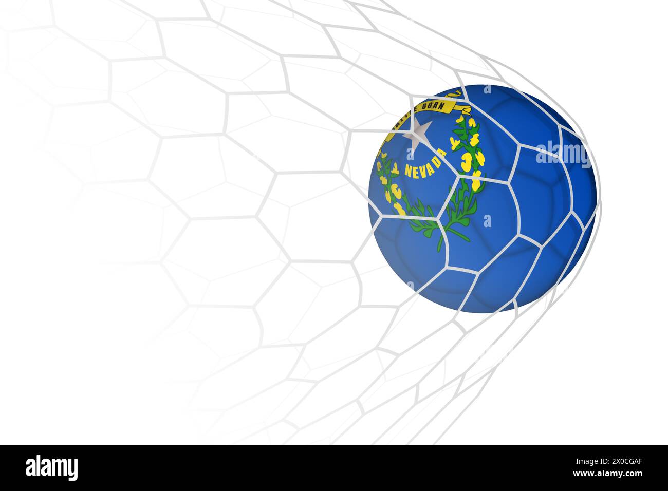 Nevada flag soccer ball in net. Vector sport illustration Stock Vector ...