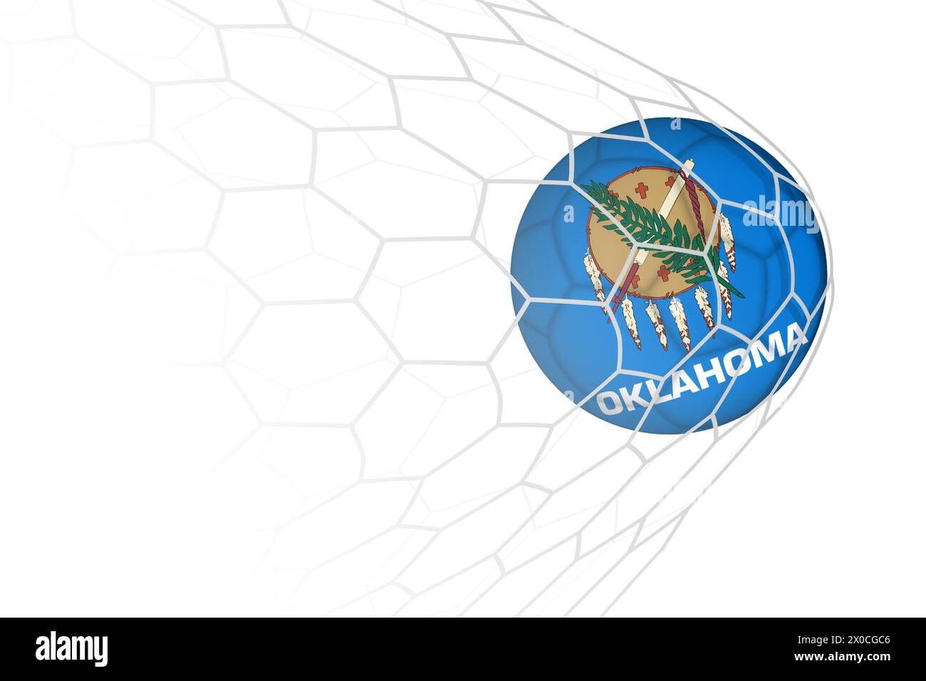 Oklahoma flag soccer ball in net. Vector sport illustration Stock ...