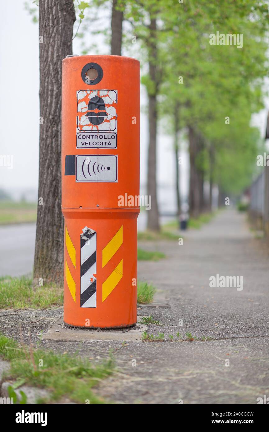 Speed control law enforcement camera on a country road Stock Photo - Alamy