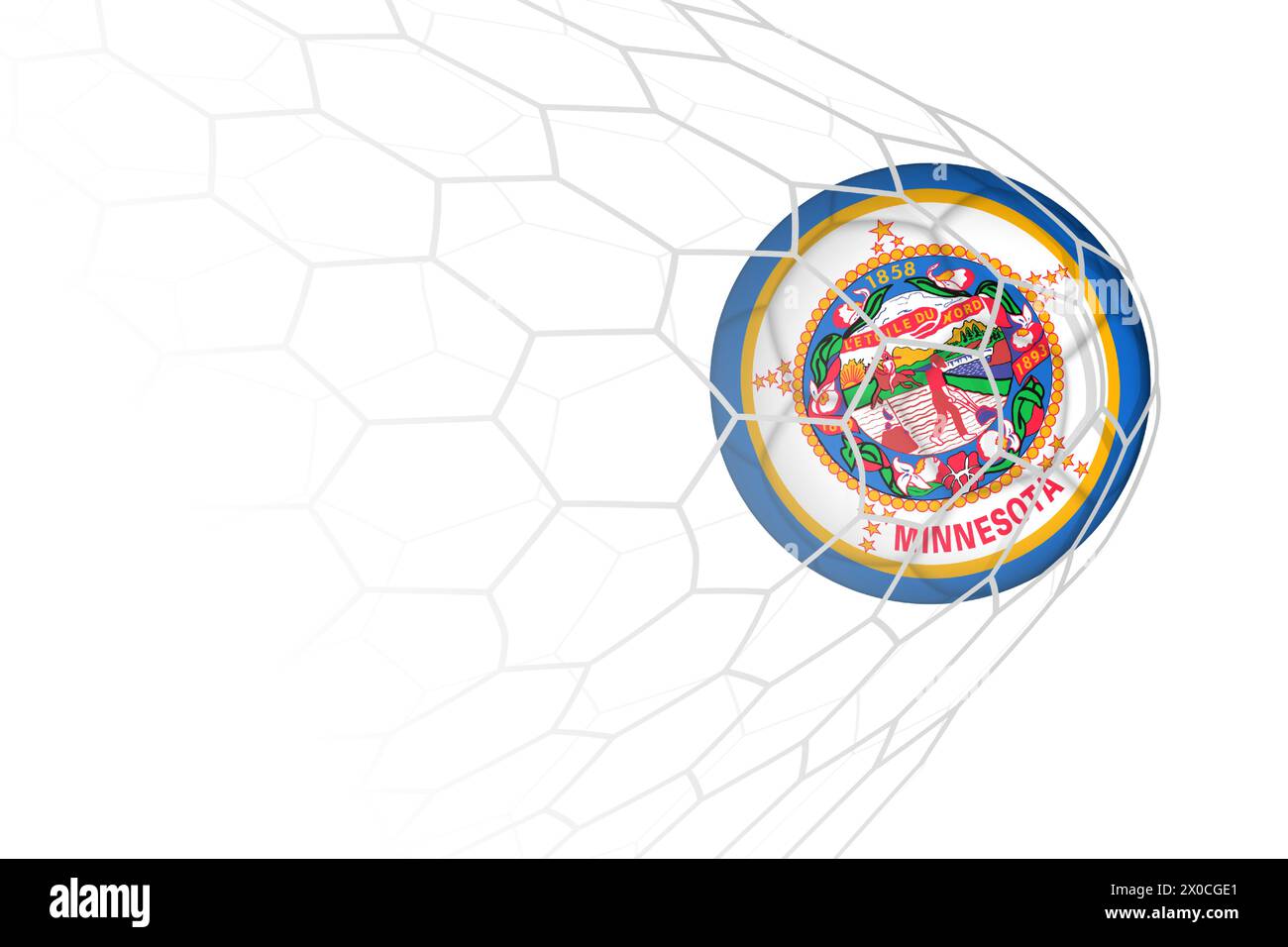 Minnesota flag soccer ball in net. Vector sport illustration Stock ...
