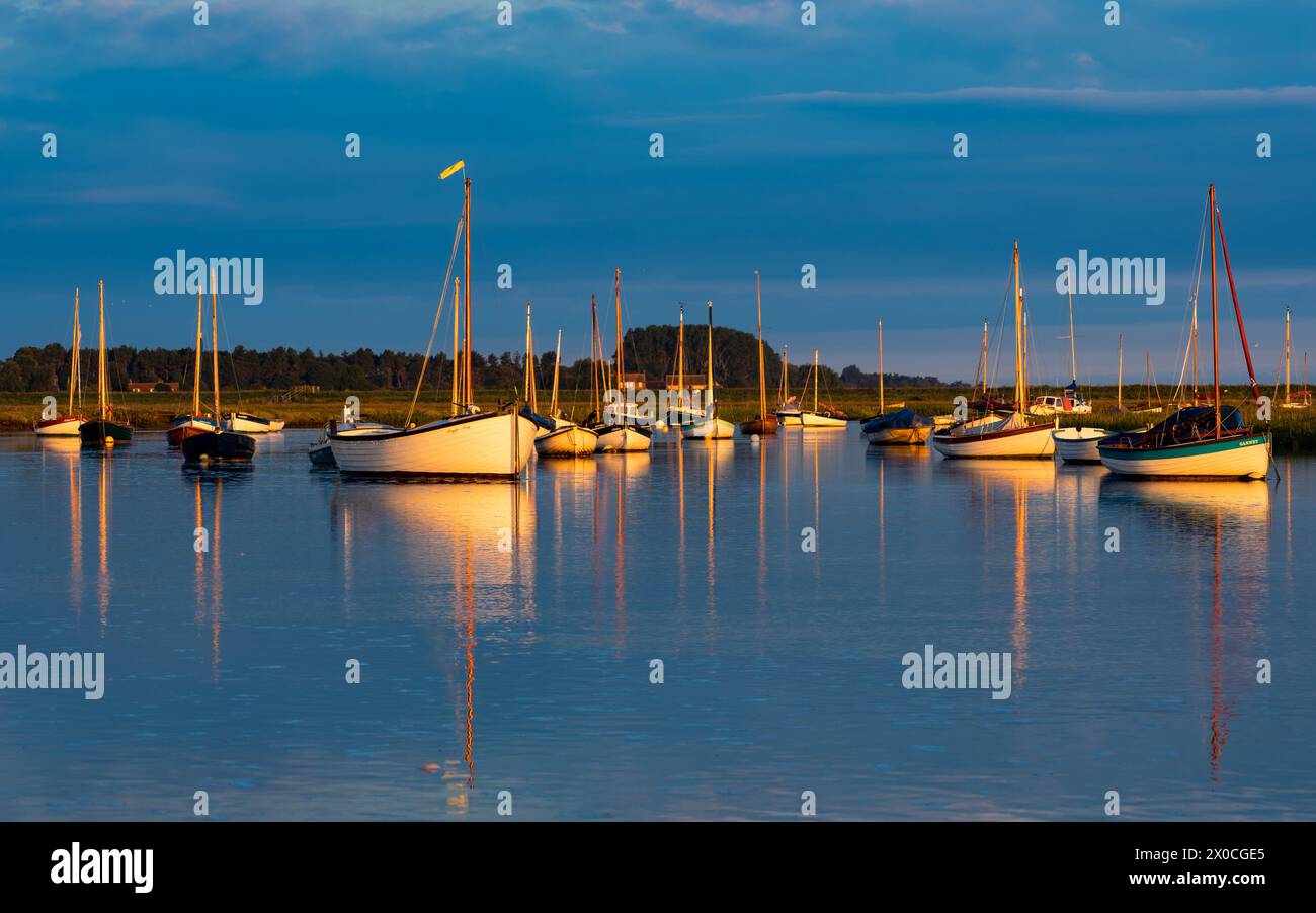 Boats in the harbour at Burnham Overy Staithe, Norfolk, England Stock ...