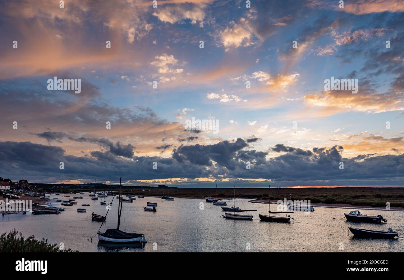 Boats in the harbour at Burnham Overy Staithe, Norfolk, England Stock ...