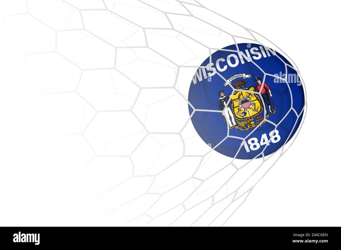 Wisconsin flag soccer ball in net. Vector sport illustration Stock ...