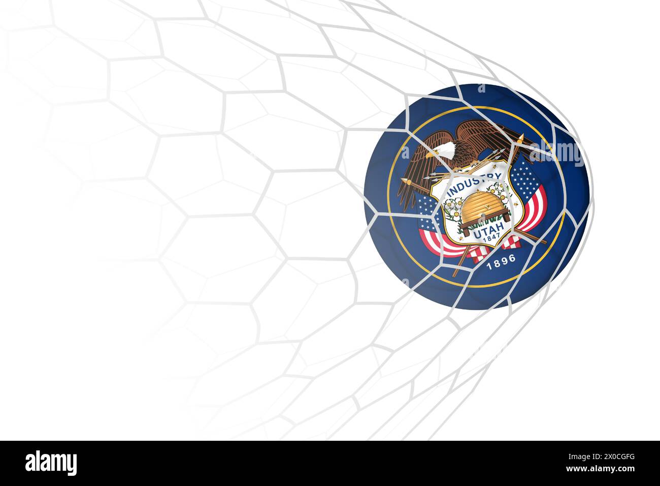 Utah flag soccer ball in net. Vector sport illustration Stock Vector ...
