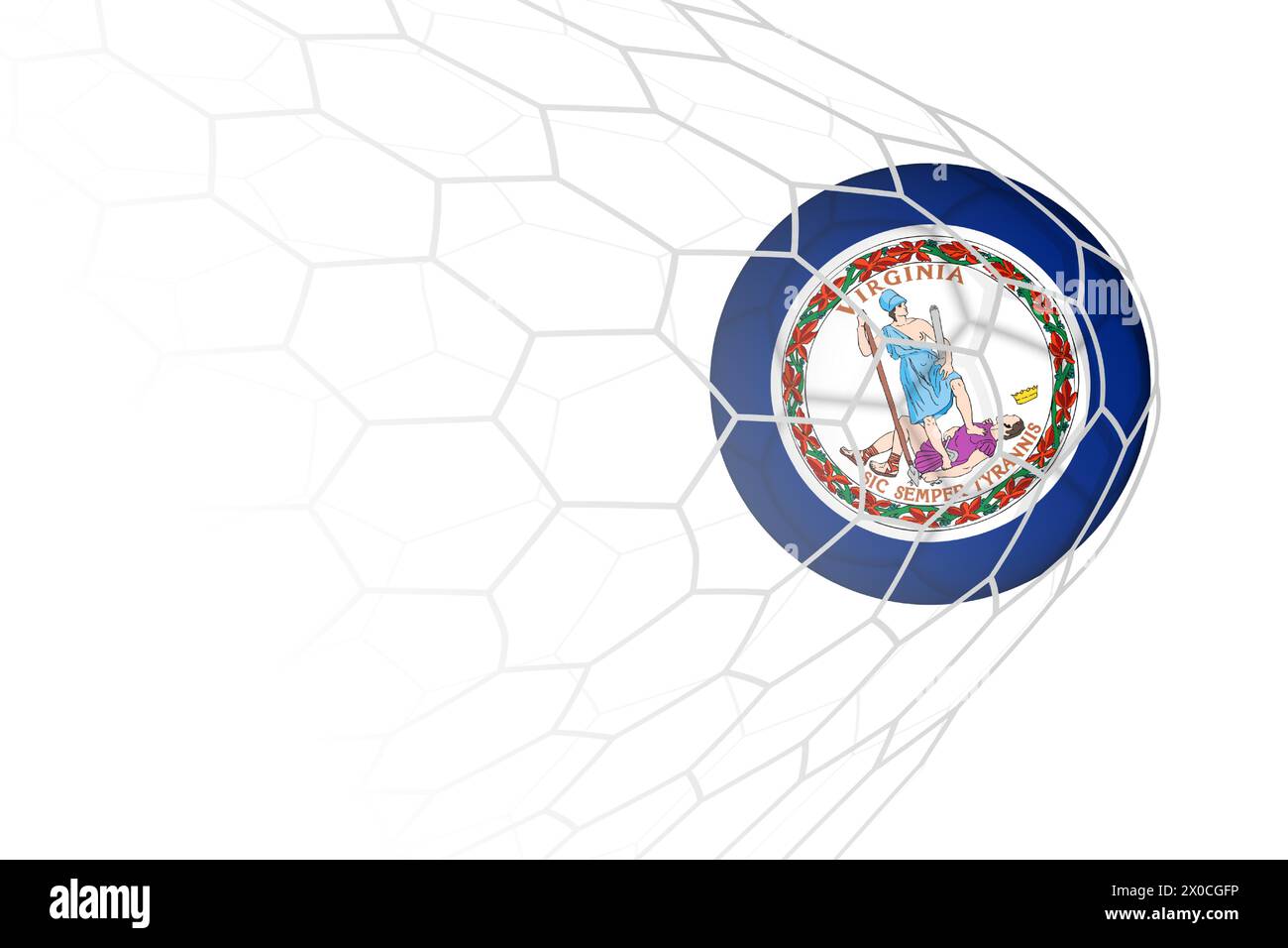 Virginia flag soccer ball in net. Vector sport illustration Stock ...