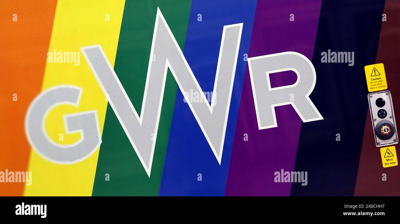 A logo for Great Western Railway (GWR) on the side of a train. Picture ...