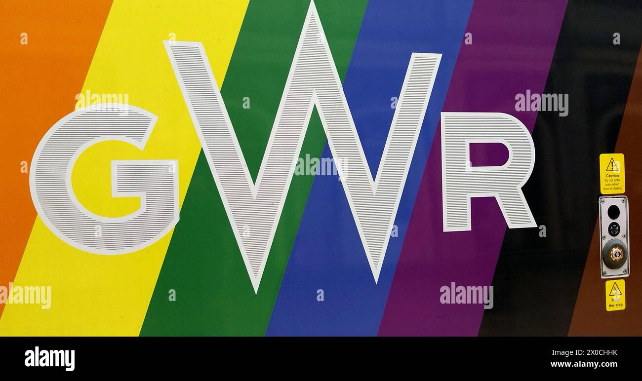 A logo for Great Western Railway (GWR) on the side of a train. Picture ...