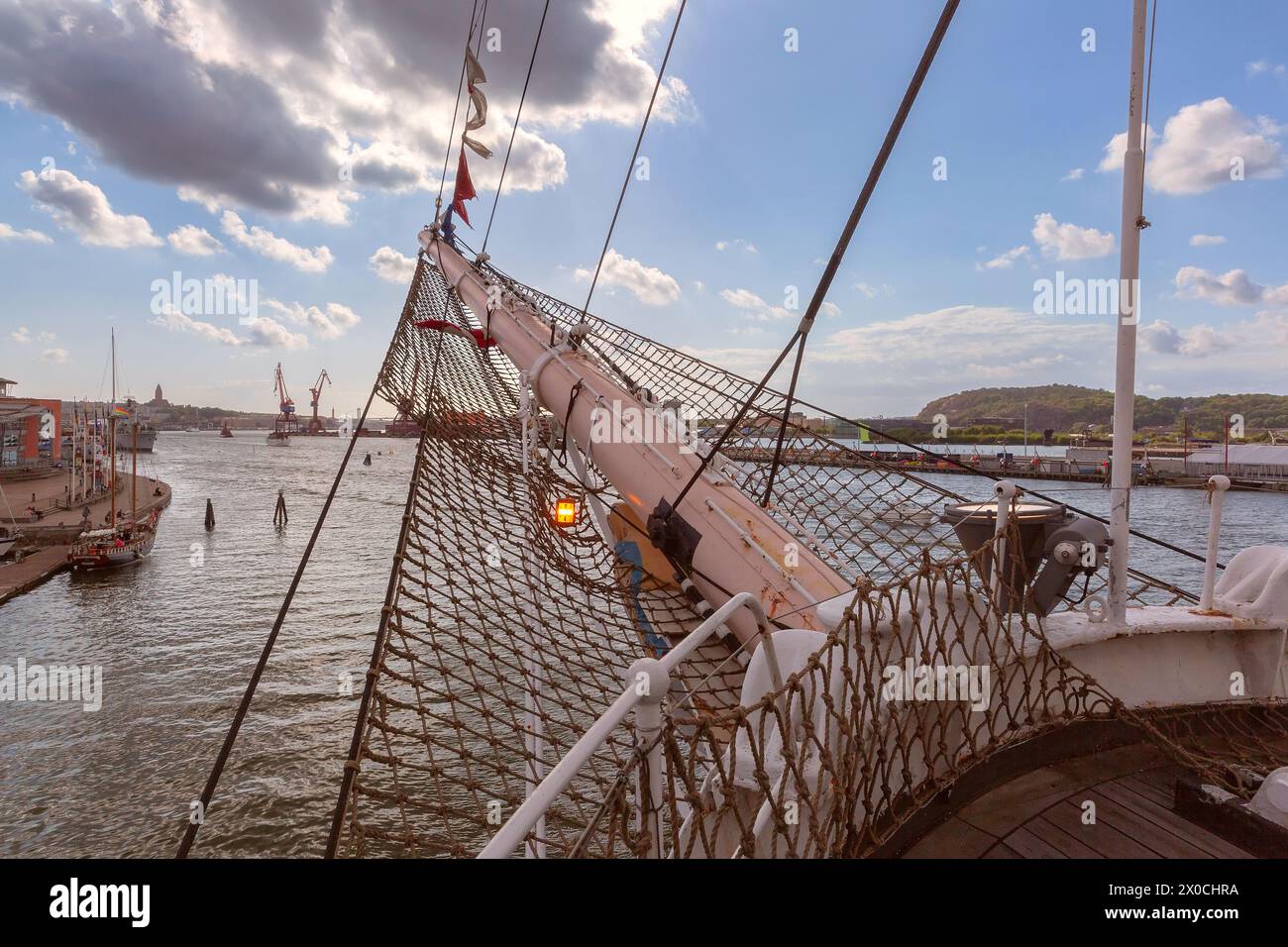 Bowsprit of sailing vessel Barken Viking, ships and boat in Gothenburg ...