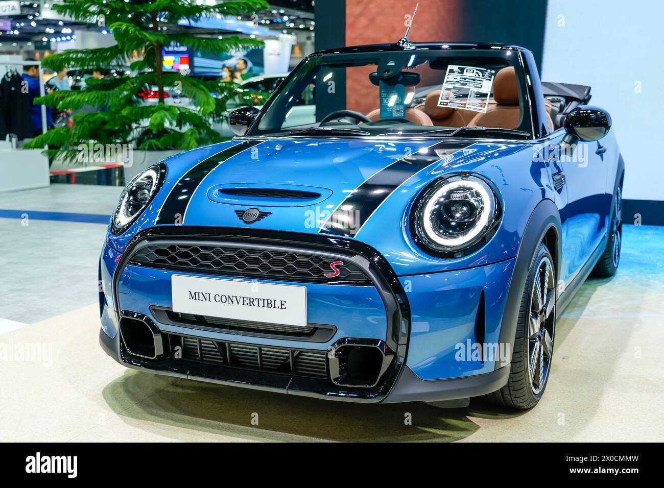 Blue Mini Cooper Convertible exhibition on The 45th Bangkok ...