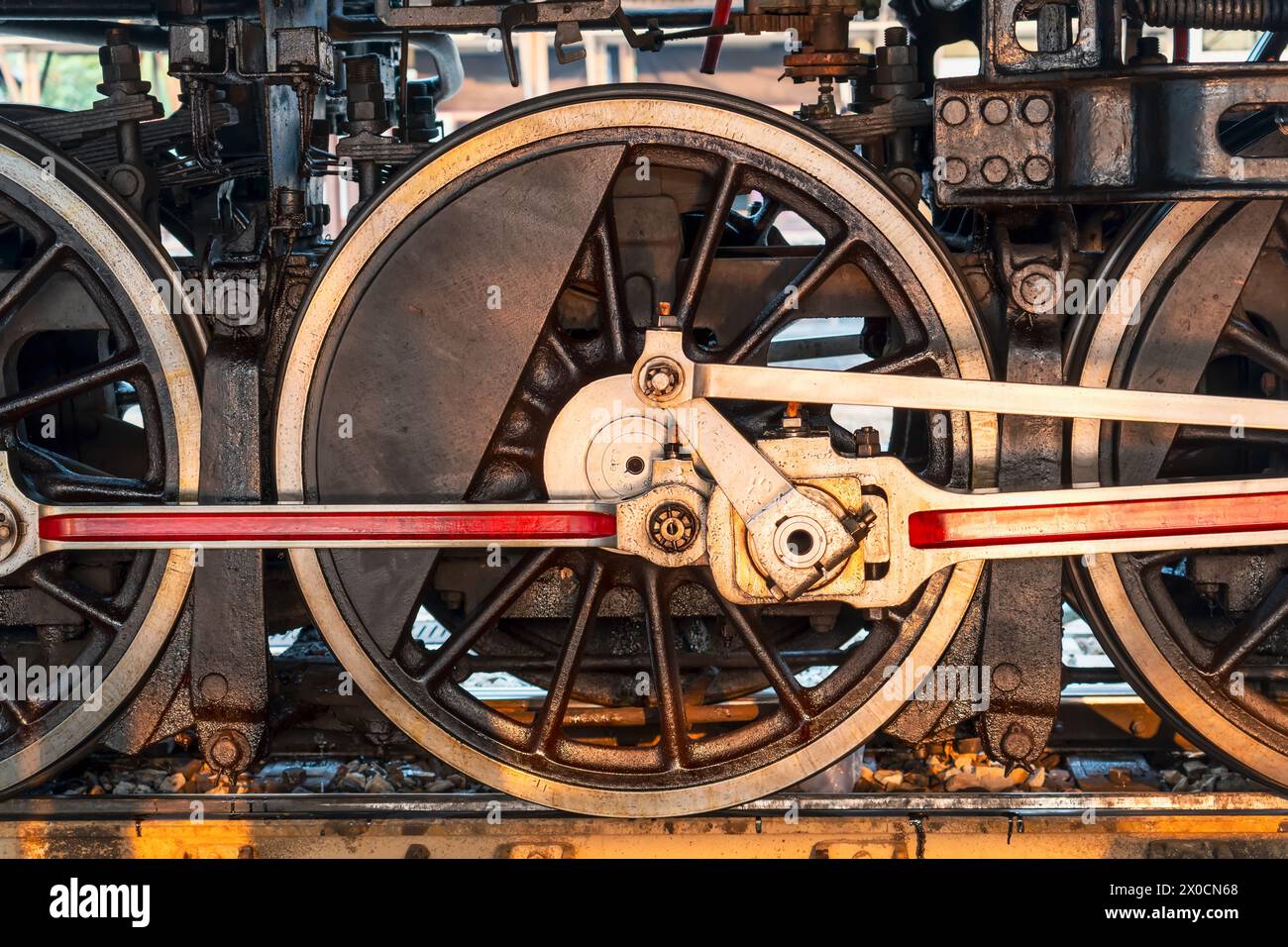 Close up red train wheel hi-res stock photography and images - Alamy